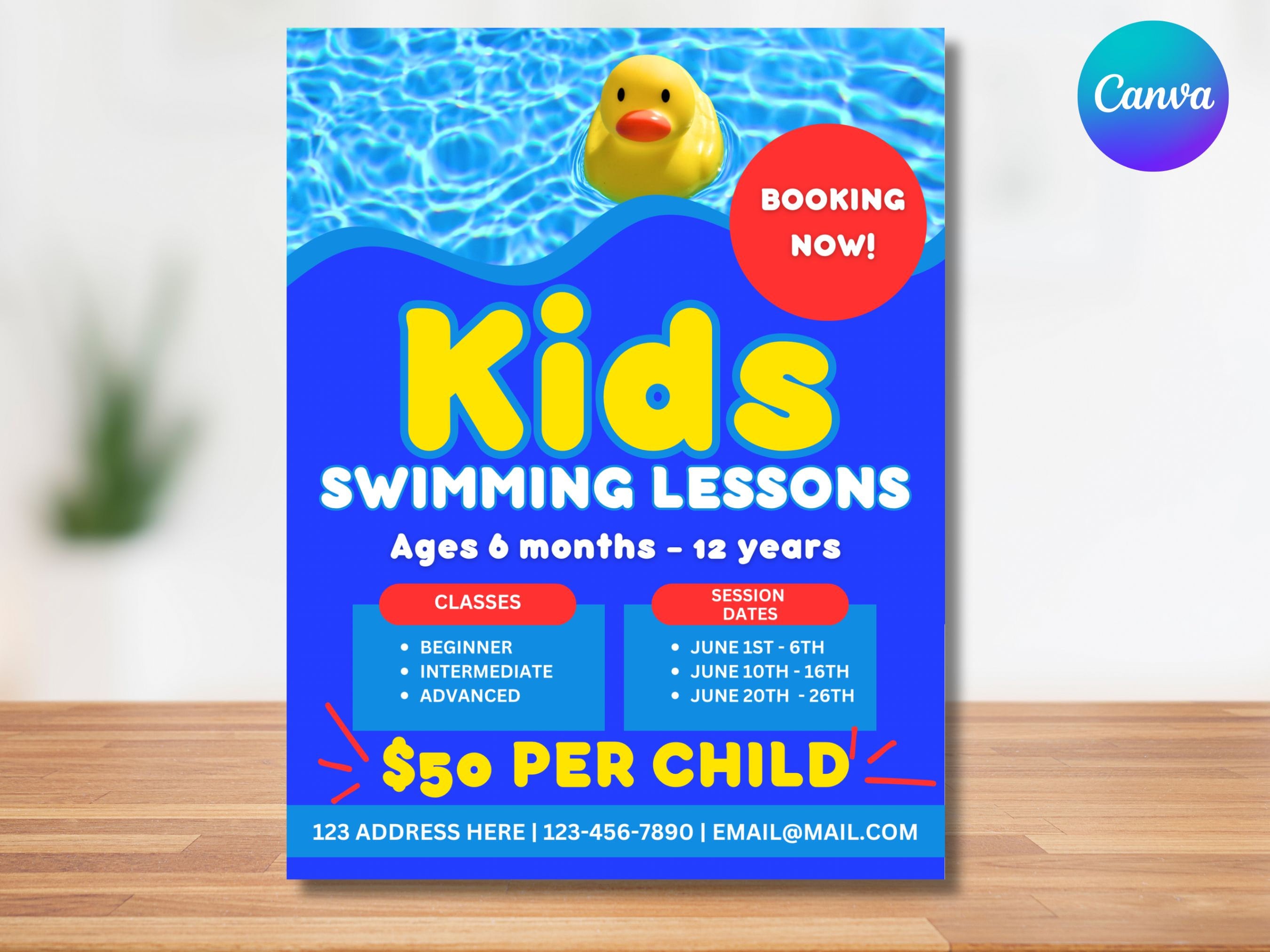 Editable Swim Lessons Flyer, Swimming Flyer, Kids Swim Lessons Flyer ...