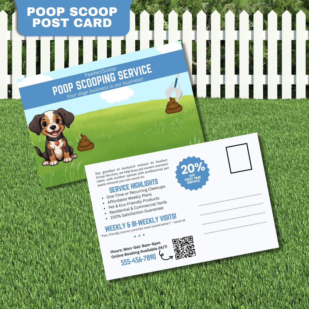 Poop Scooping Postcard Template 6x4 | Editable Canva Template | Poop ...