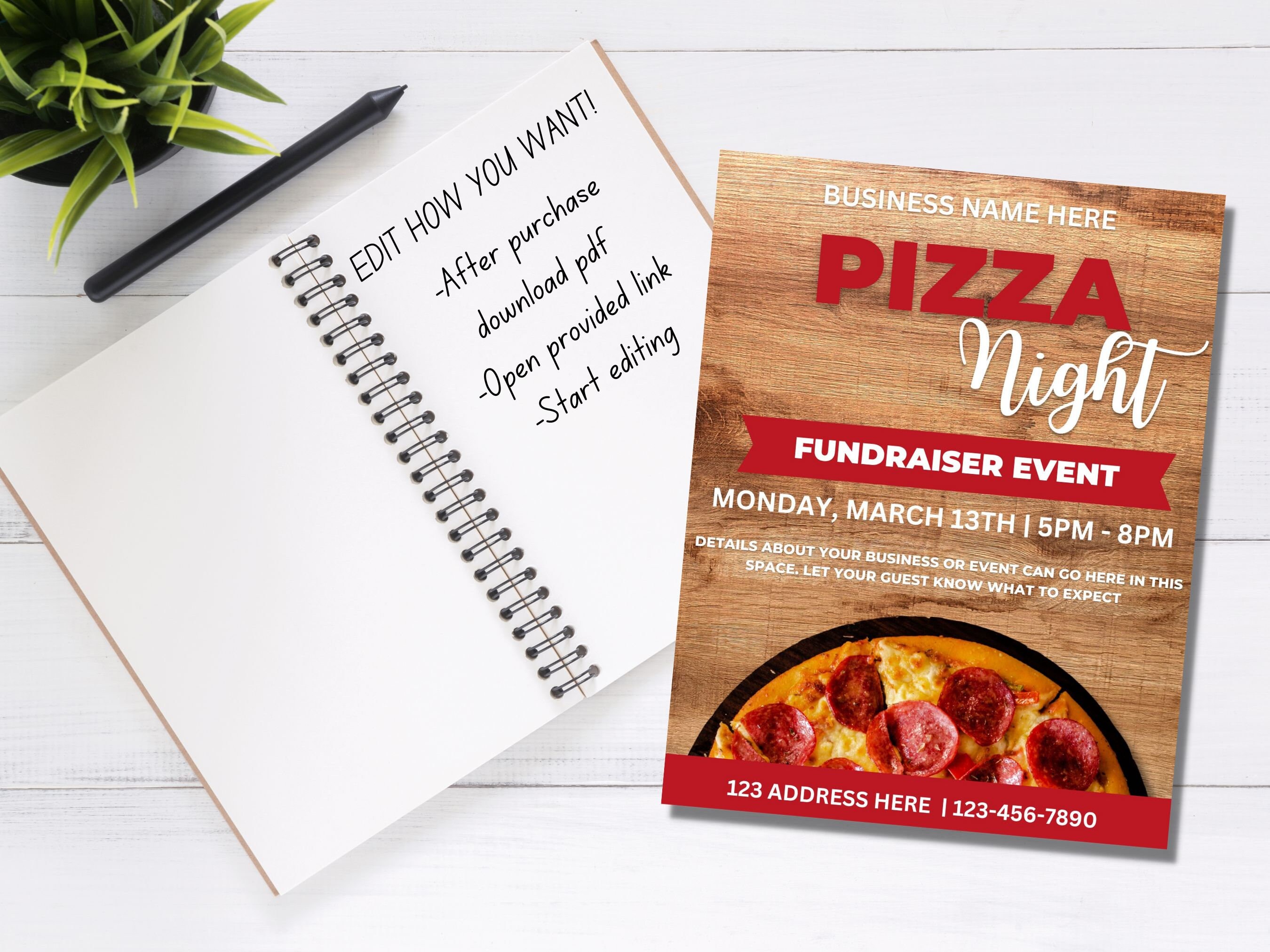 EDITABLE Pizza Flyer, Pizza Fundraiser, Pizza Party, Pizza Night, Pizza ...