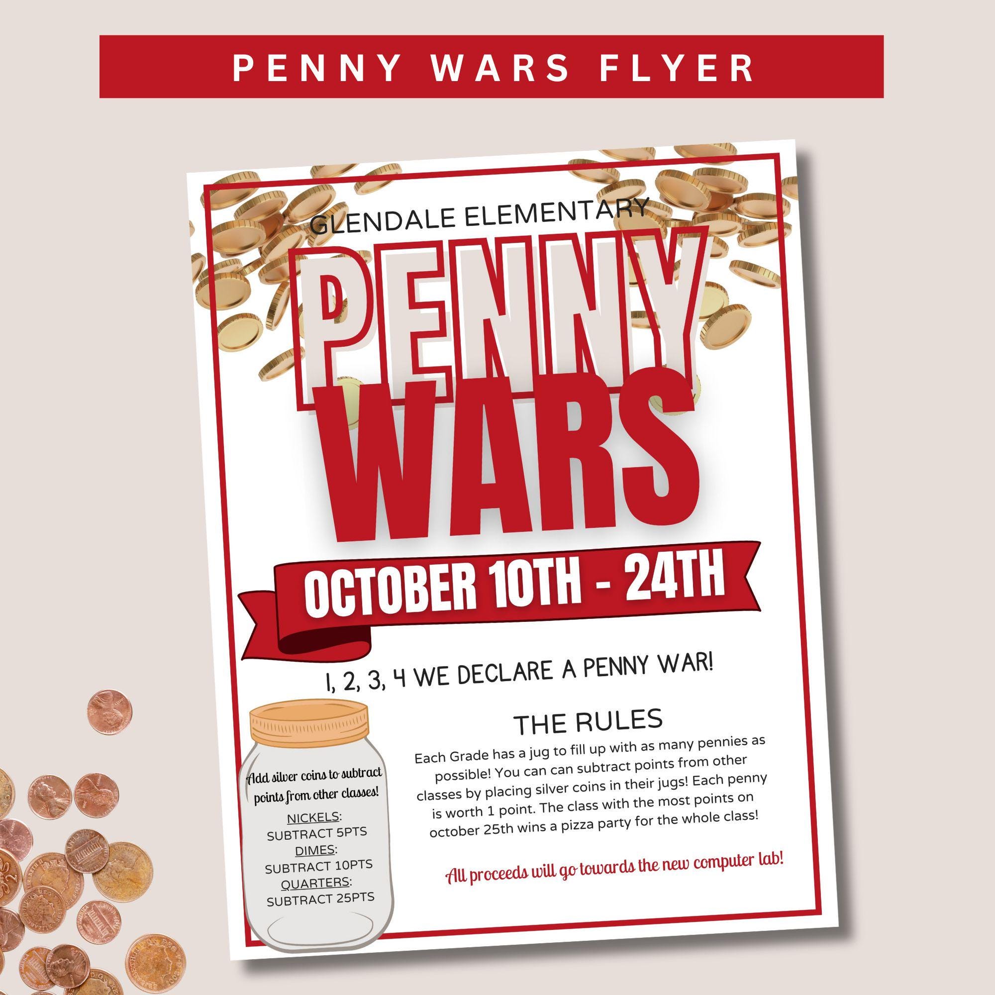 Penny Wars Flyer, School Penny Wars, School Fundraiser Flyer, Penny War ...