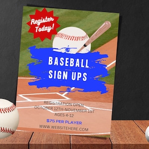 Editable Flyer, Baseball Flyer, Baseball Sign up Flyer, Canva Flyer ...