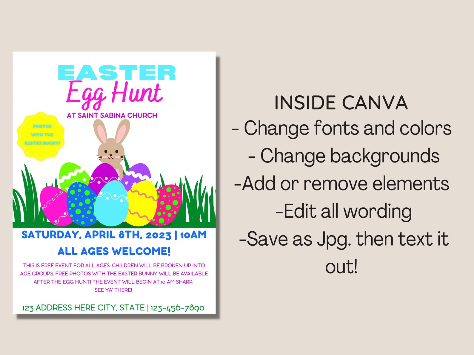 Editable Easter Egg Hunt Flyer, Easter Event Flyer, Easter Flyer, Egg ...