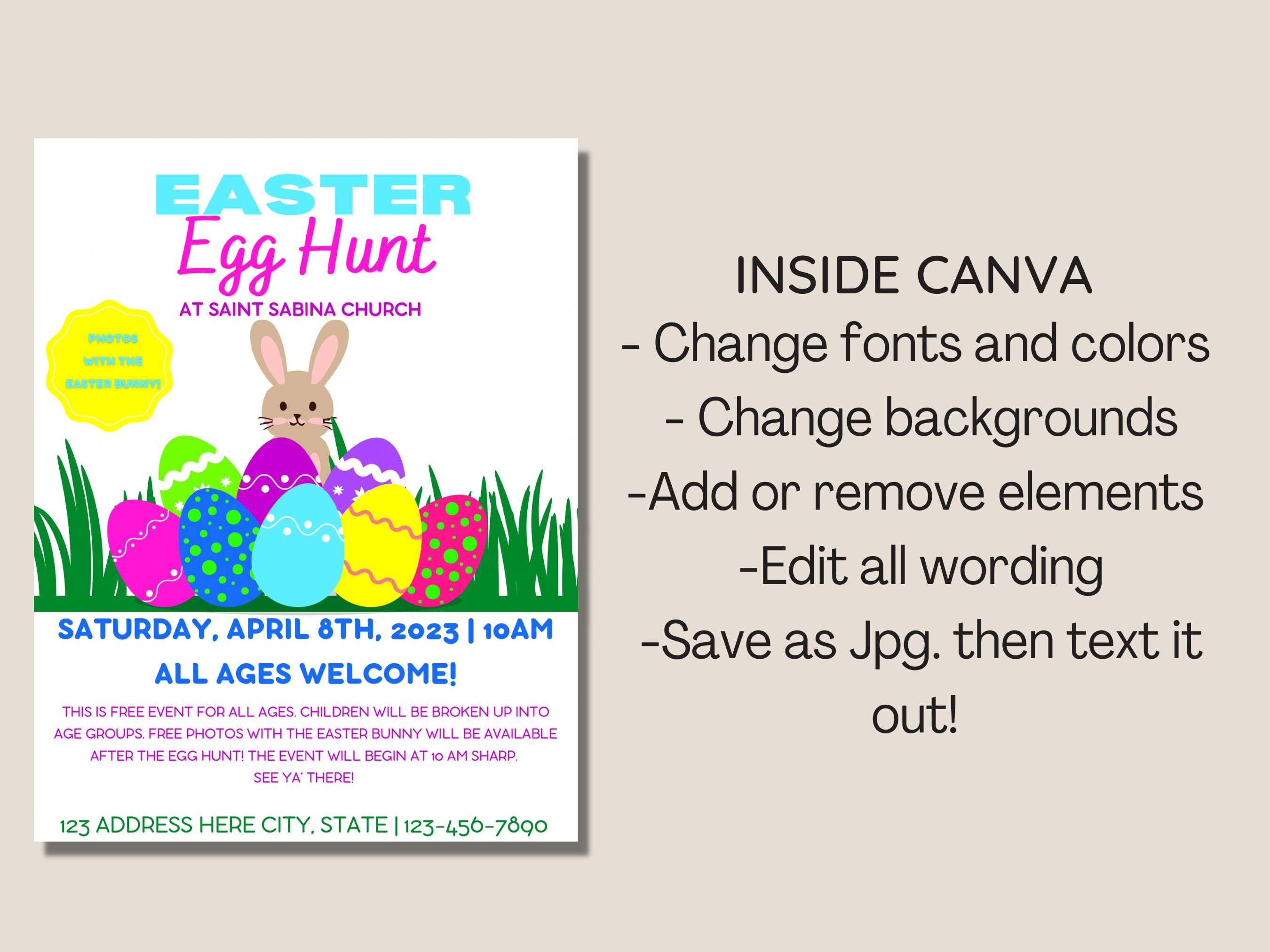 Editable Easter Egg Hunt Flyer, Easter Event Flyer, Easter Flyer, Egg ...