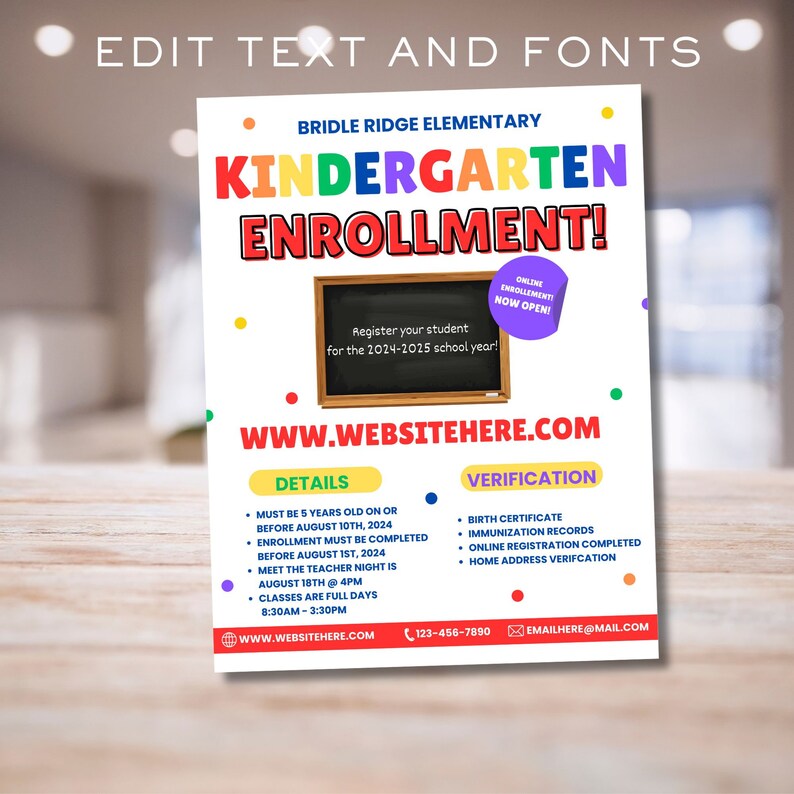 Kindergarten Enrollment Flyer, School Enrollment Flyer Template, Flyer ...