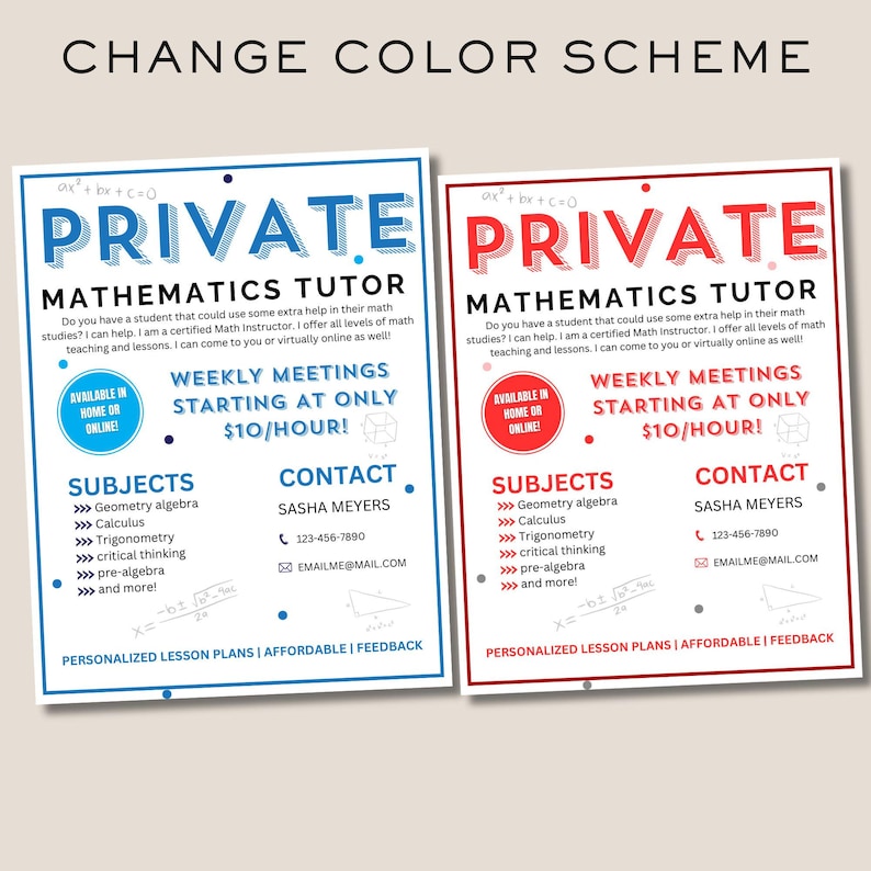 Math Tutor Flyer, Math Teacher Flyer, Tutoring Flyer, Tutoring ...