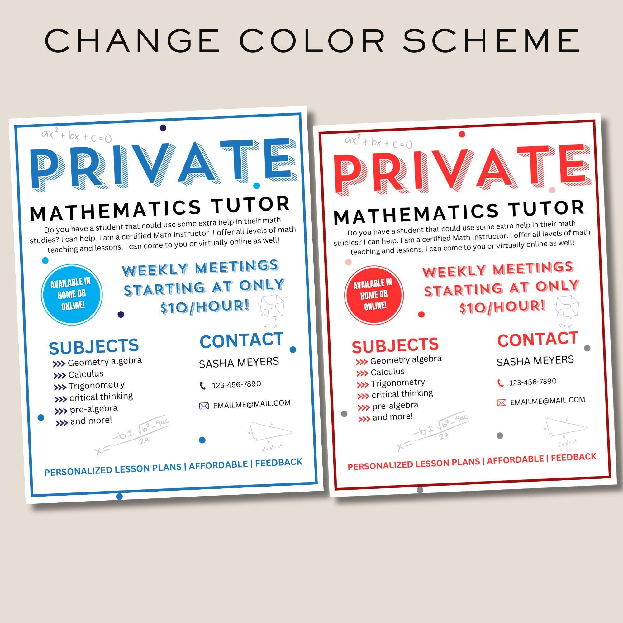 Math Tutor Flyer, Math Teacher Flyer, Tutoring Flyer, Tutoring ...