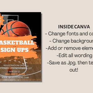Editable Flyer, Basketball Flyer, Basketball Sign up Flyer, Canva Flyer ...