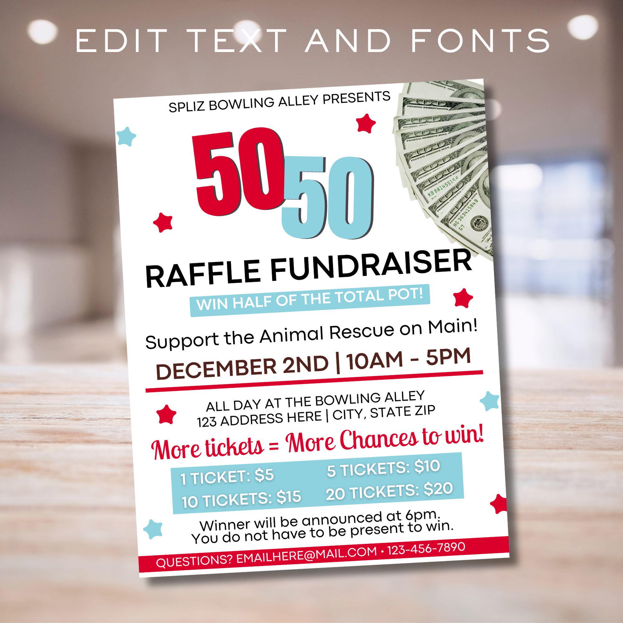 50 50 Raffle Fundraiser Flyer, Raffle Event, Raffle Flyer, Fundraiser ...