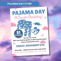 Pajama Day School Spirit Flyer PTO Template Pajama Day Fundraiser ...