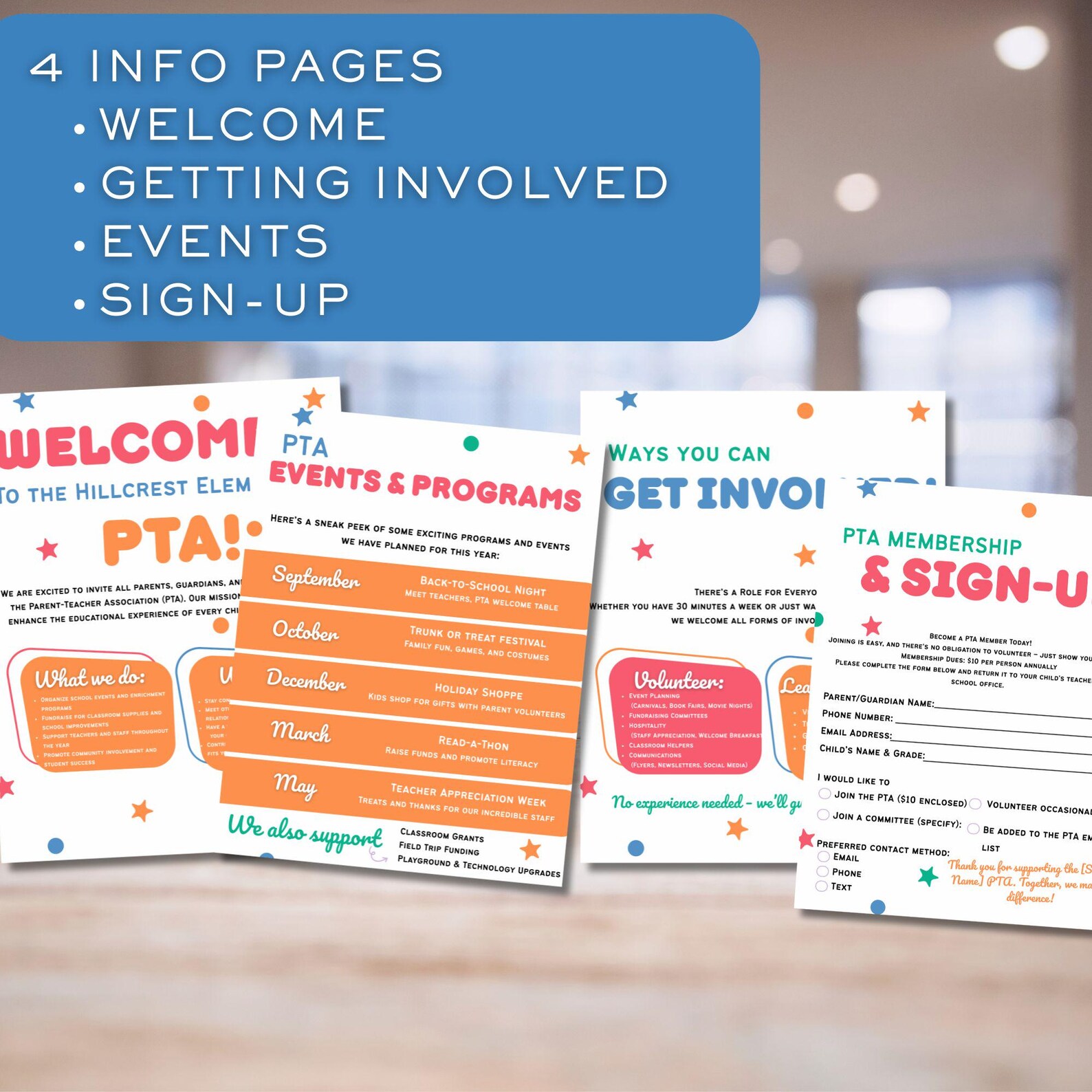 PTA Welcome Packet Template | Editable Parent Teacher Association Guide ...