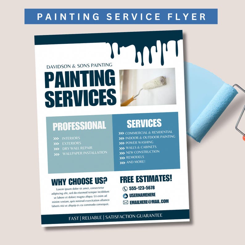 Editable Painting Service Flyer, Home Painting Flyer, Painting Business ...