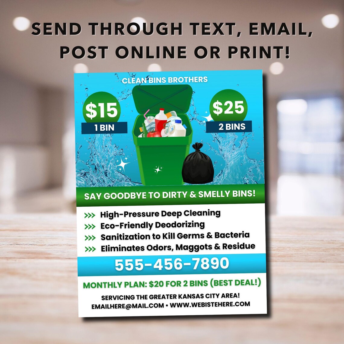 Trash Bin Cleaning Service, Dumpster Cleaning Flyer, Trash Bin Cleaning ...