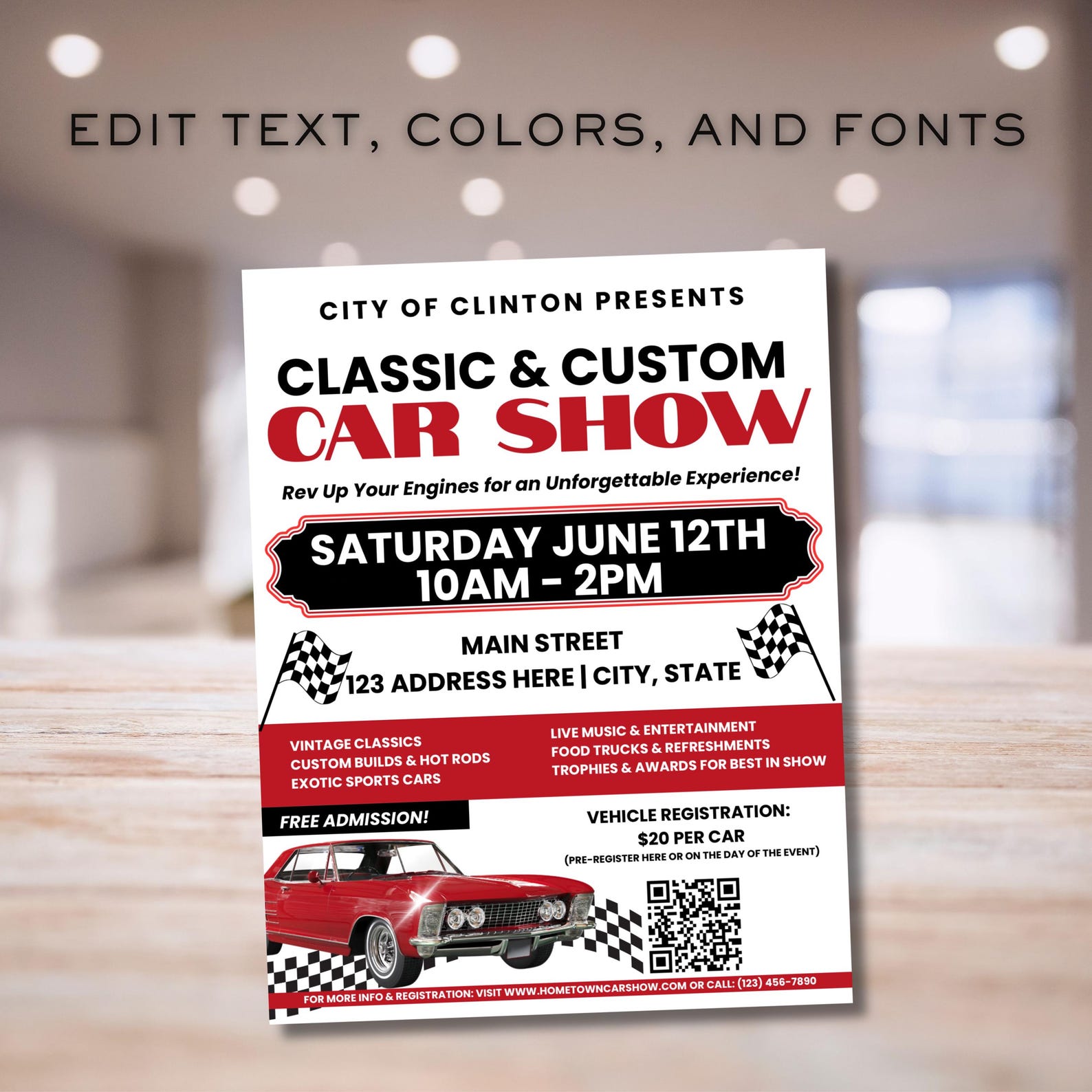 Car Show Flyer, Classic Car Show Flyer, Flyer Template, Car Show ...