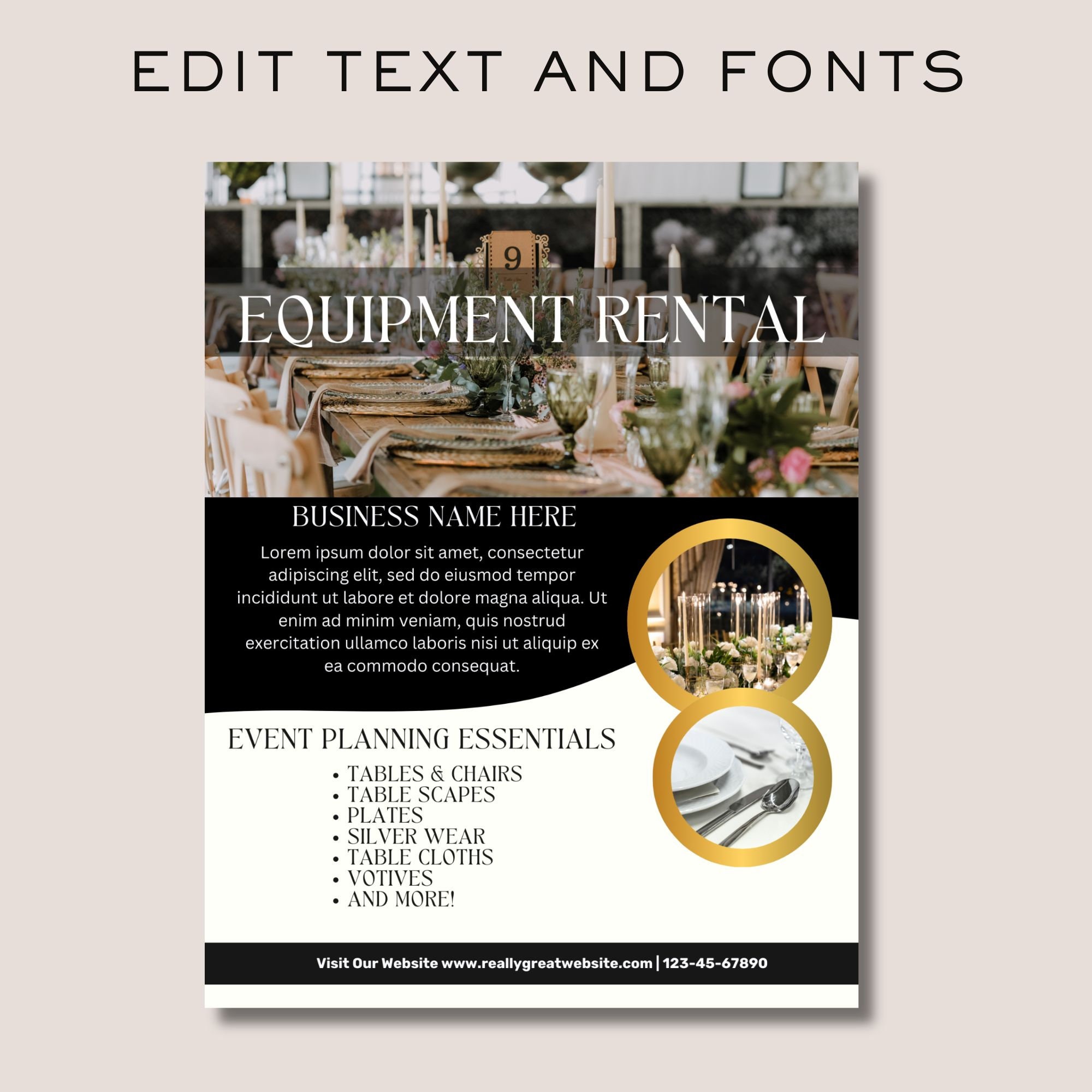 Editable Rental Flyer, Editable Flyer, Rental Equipment Flyer, Wedding ...
