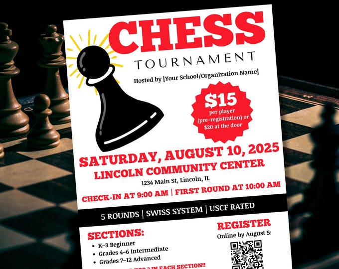 KIDS CHESS CLUB Flyer Digital Download Template, Emailer, Social Media ...