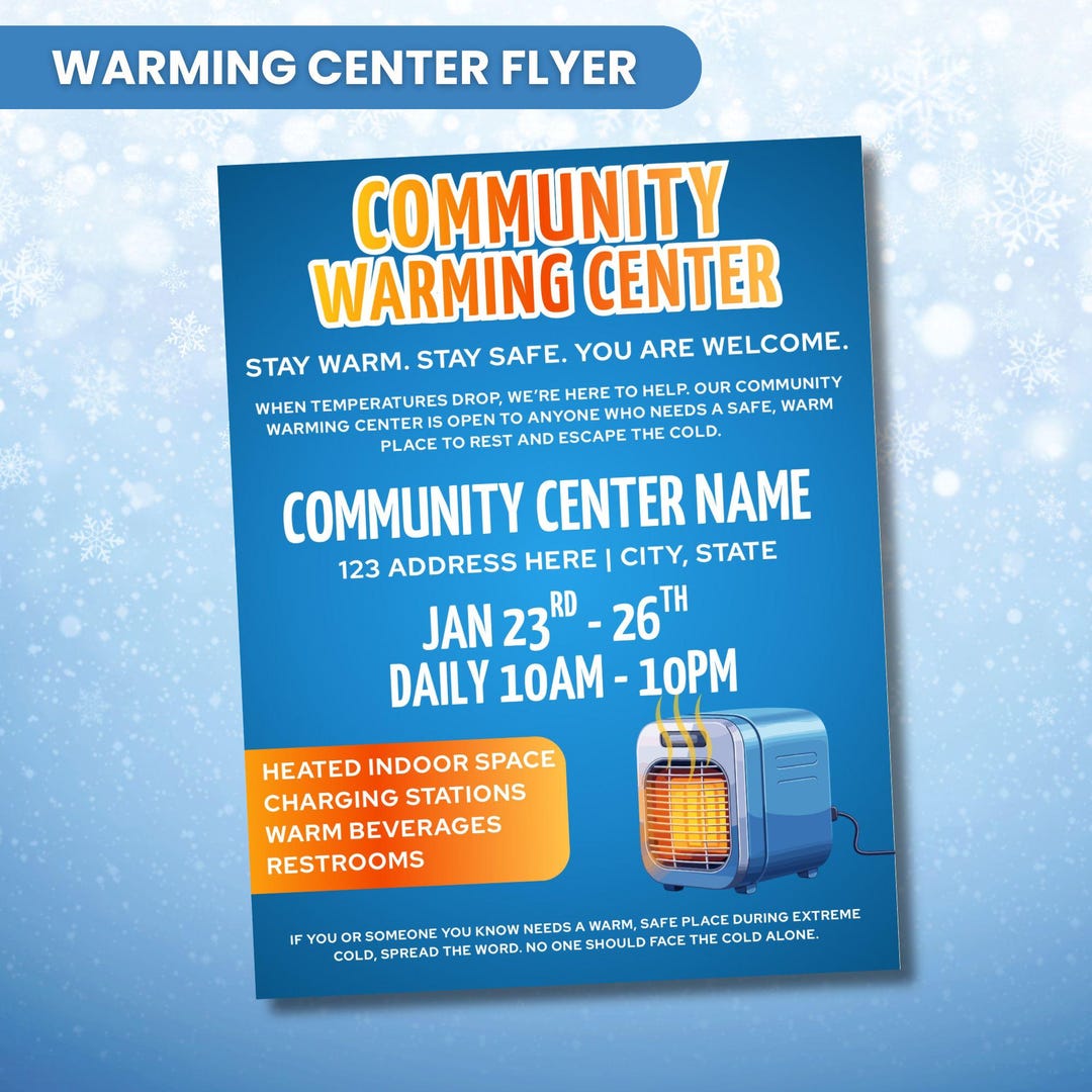 Warming Center Flyer | Community Warming Center Flyer Template | Cold ...