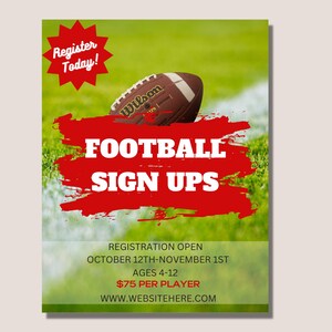 Editable Flyer Football Flyer Football Sign up Flyer Canva - Etsy