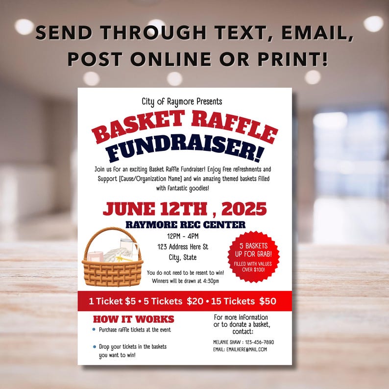 Basket Raffle Fundraiser Flyer, Raffle Event, Raffle Flyer, Fundraiser ...