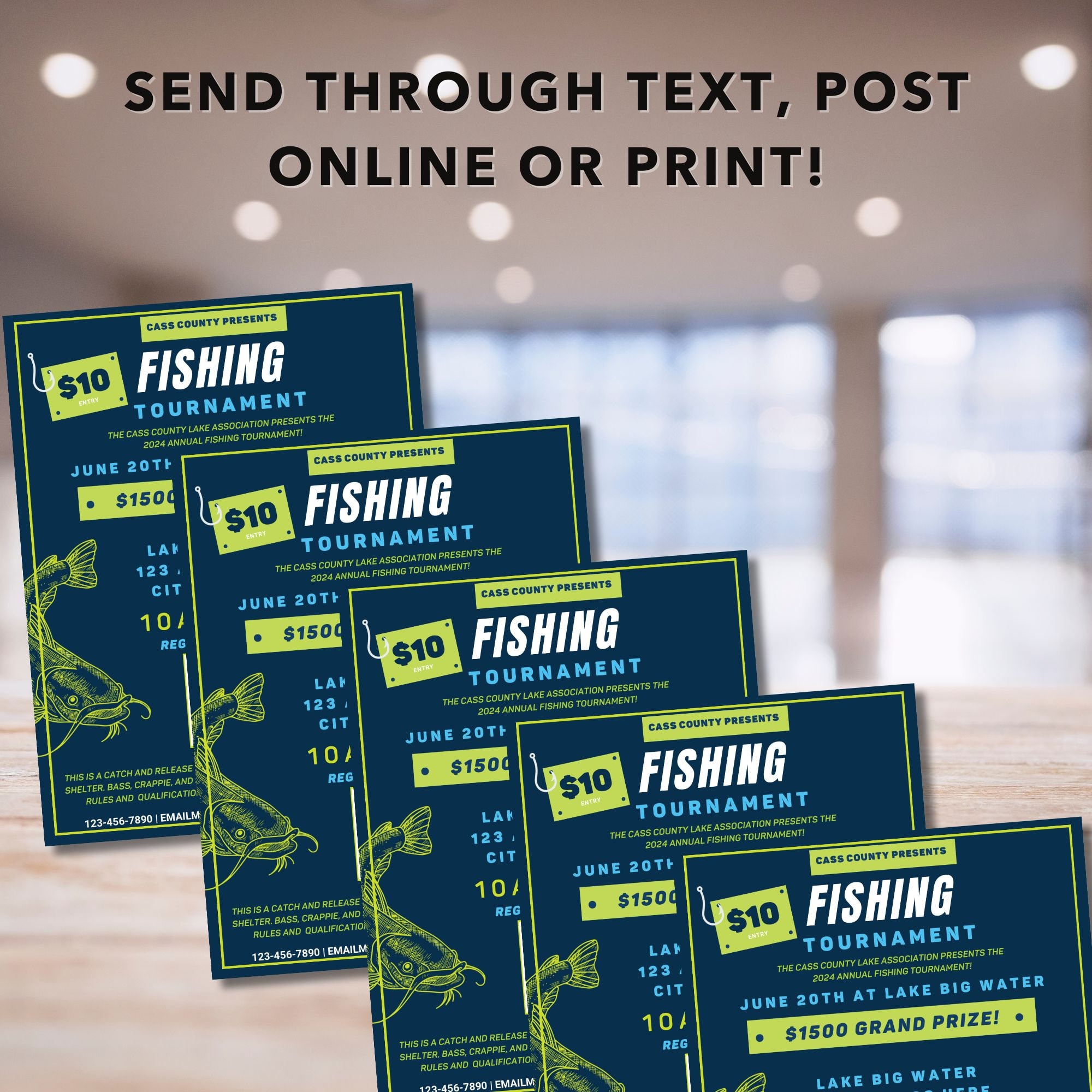 Fishing Tournament Flyer Template, Fishing Flyer, Fishing Event Flyer ...