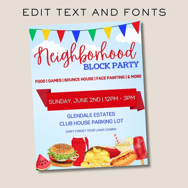 Block Party Flyer, Neighborhood Block Party Invite, Block Party ...