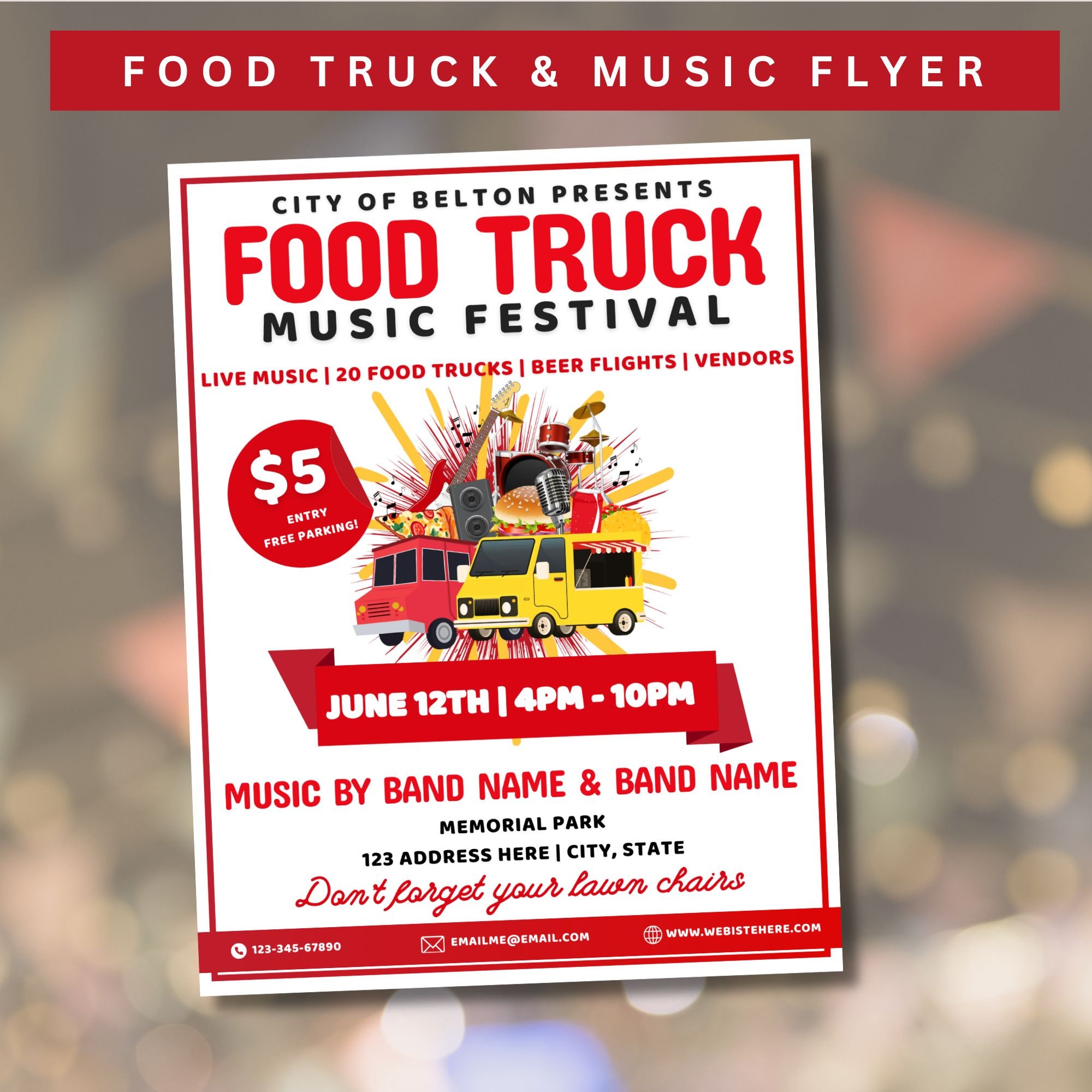 Food Truck Music Festival Flyer Template, Music Festival Flyer, Food ...