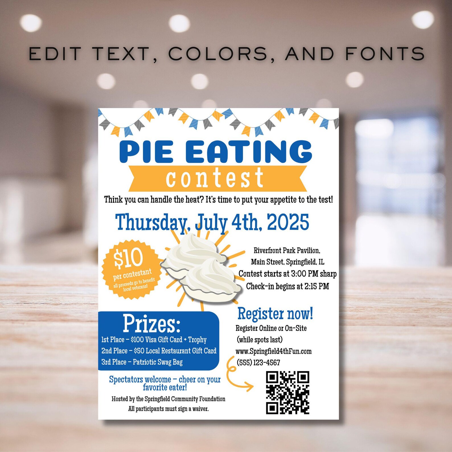 Pie Eating Contest Flyer, Pie Contest , Pie Flyer, Fundraiser Flyer ...