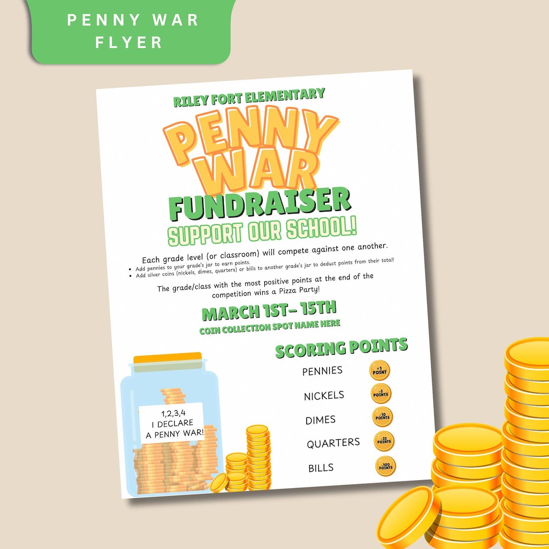 Penny Wars Flyer, School Penny Wars, School Fundraiser Flyer, Penny War ...