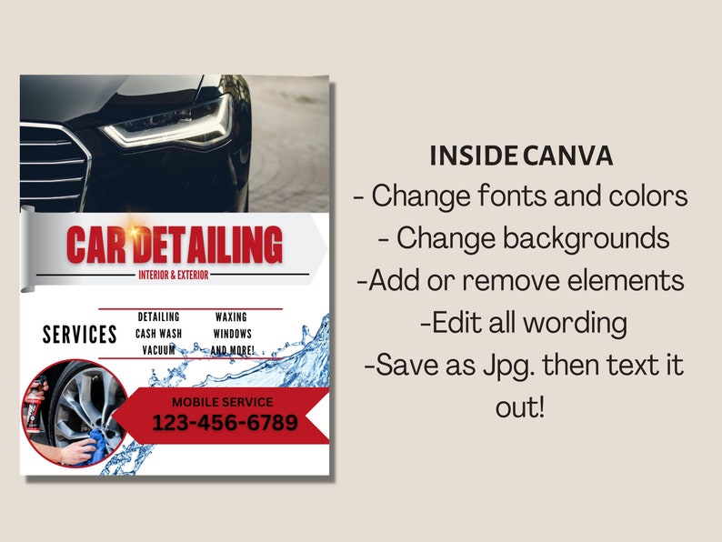 Editable Car Detailing Flyer, Car Wash Flyer, Car Service Flyer, Car ...