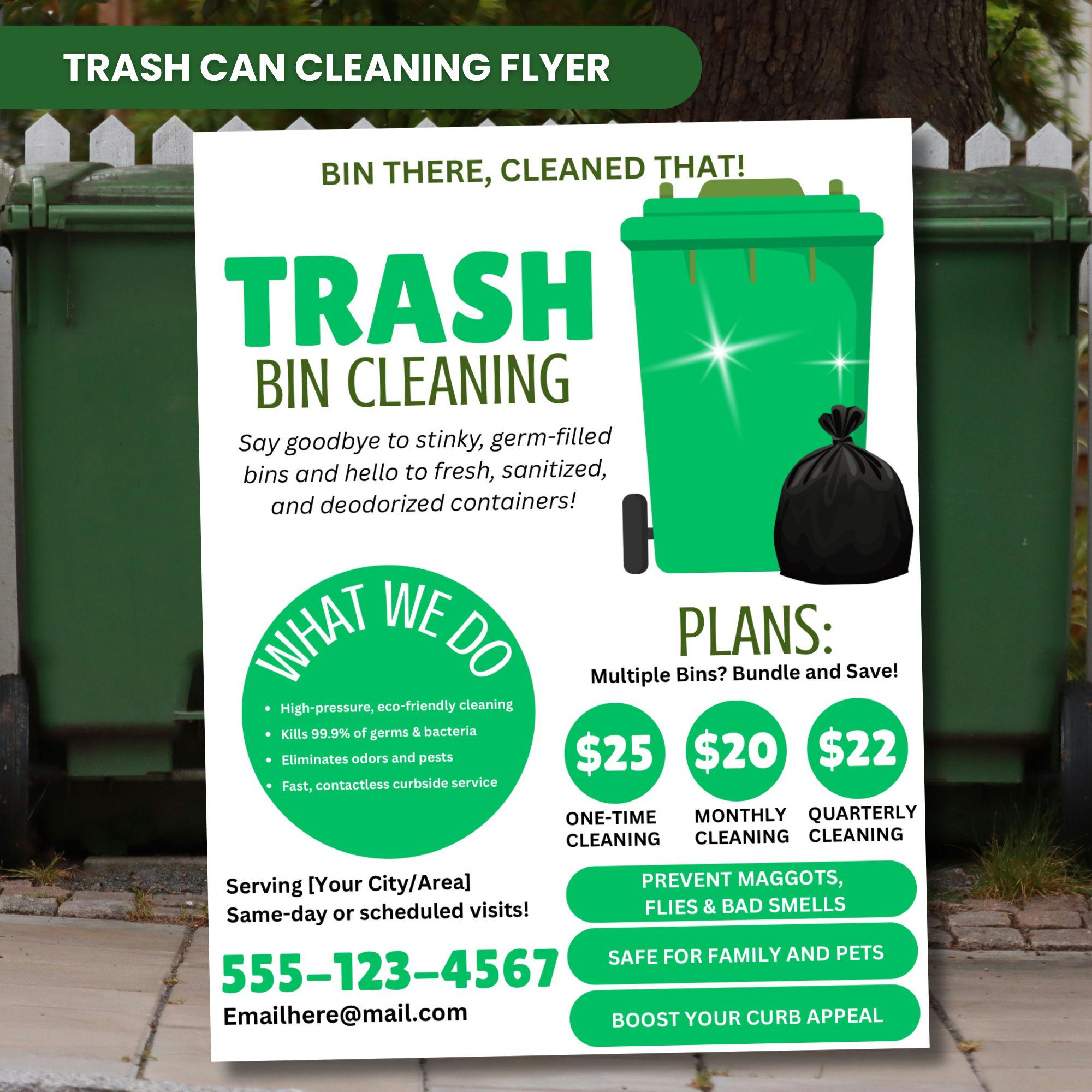Trash Bin Cleaning Service, Dumpster Cleaning Flyer, Trash Bin Cleaning ...