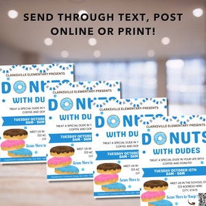 Donuts With Dudes Flyer, Donuts With Dads Flyer, Donut Event Flyer ...