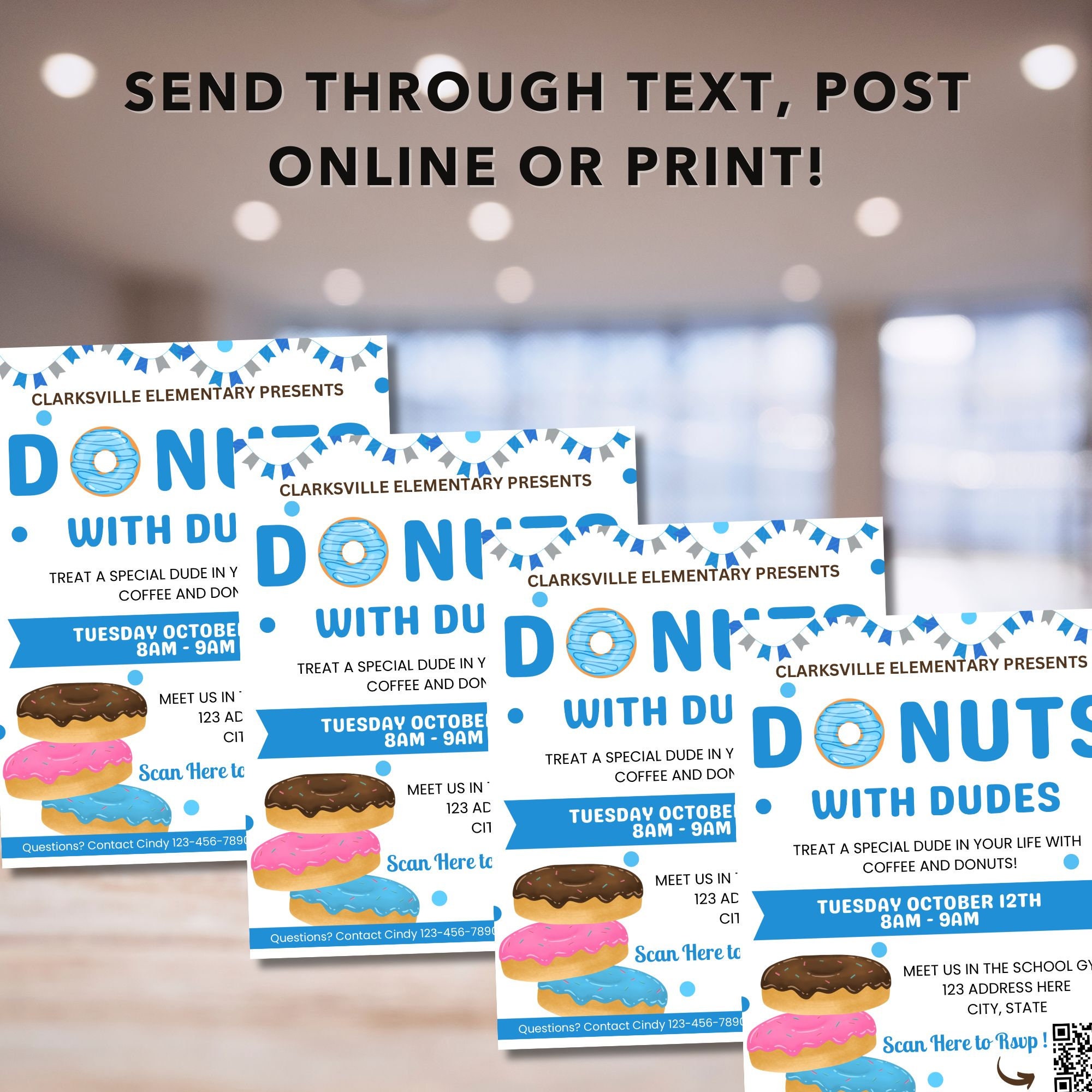 Donuts With Dudes Flyer, Donuts With Dads Flyer, Donut Event Flyer ...