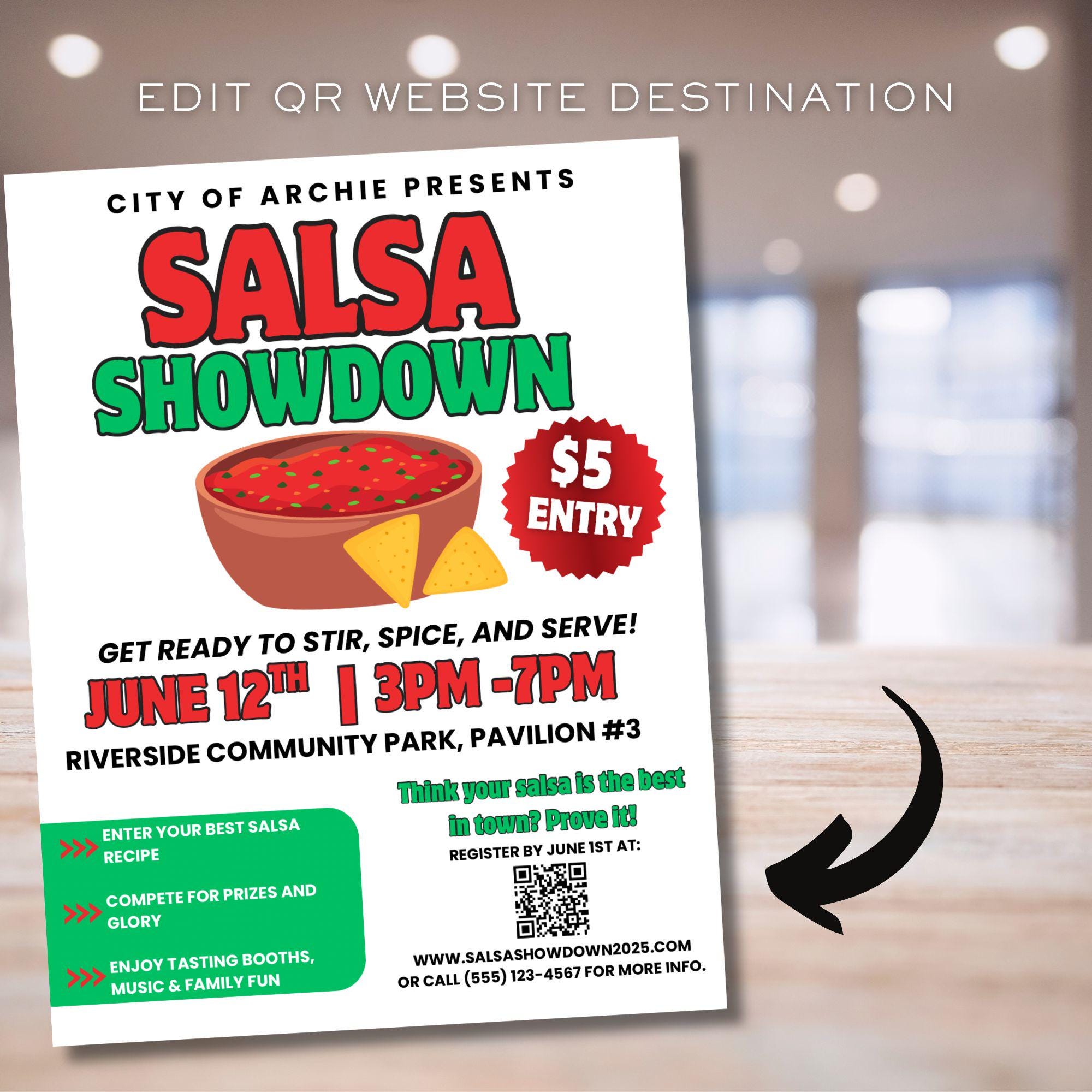 Editable Salsa Food Contest Flyer Template | Fiesta Event Invitation ...