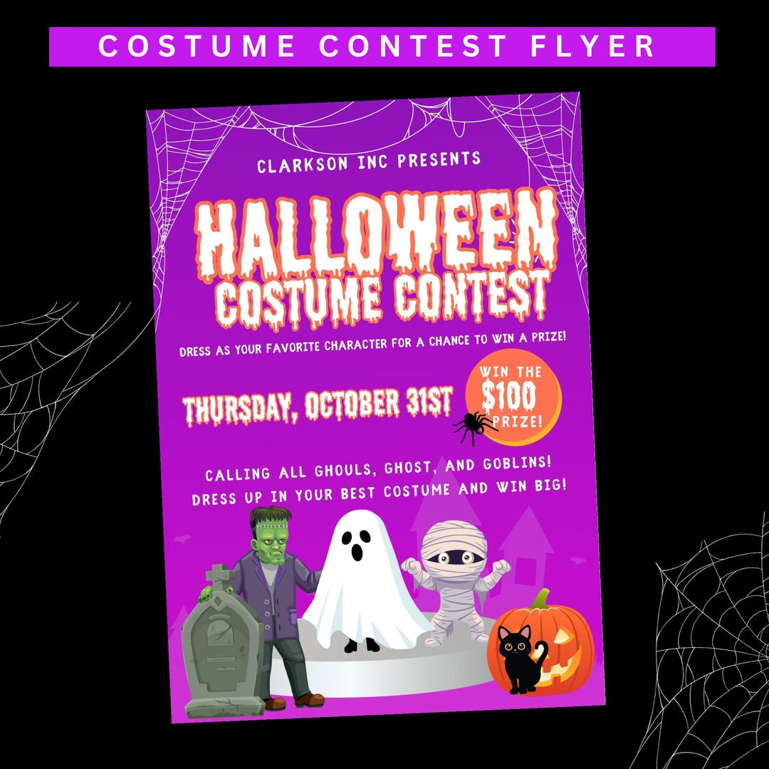 Halloween Costume Contest Flyer, Company Costume Contest, Halloween ...