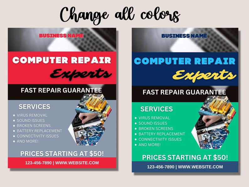 Editable Computer Repair Flyer Computer Flyer PC Repair Mac - Etsy