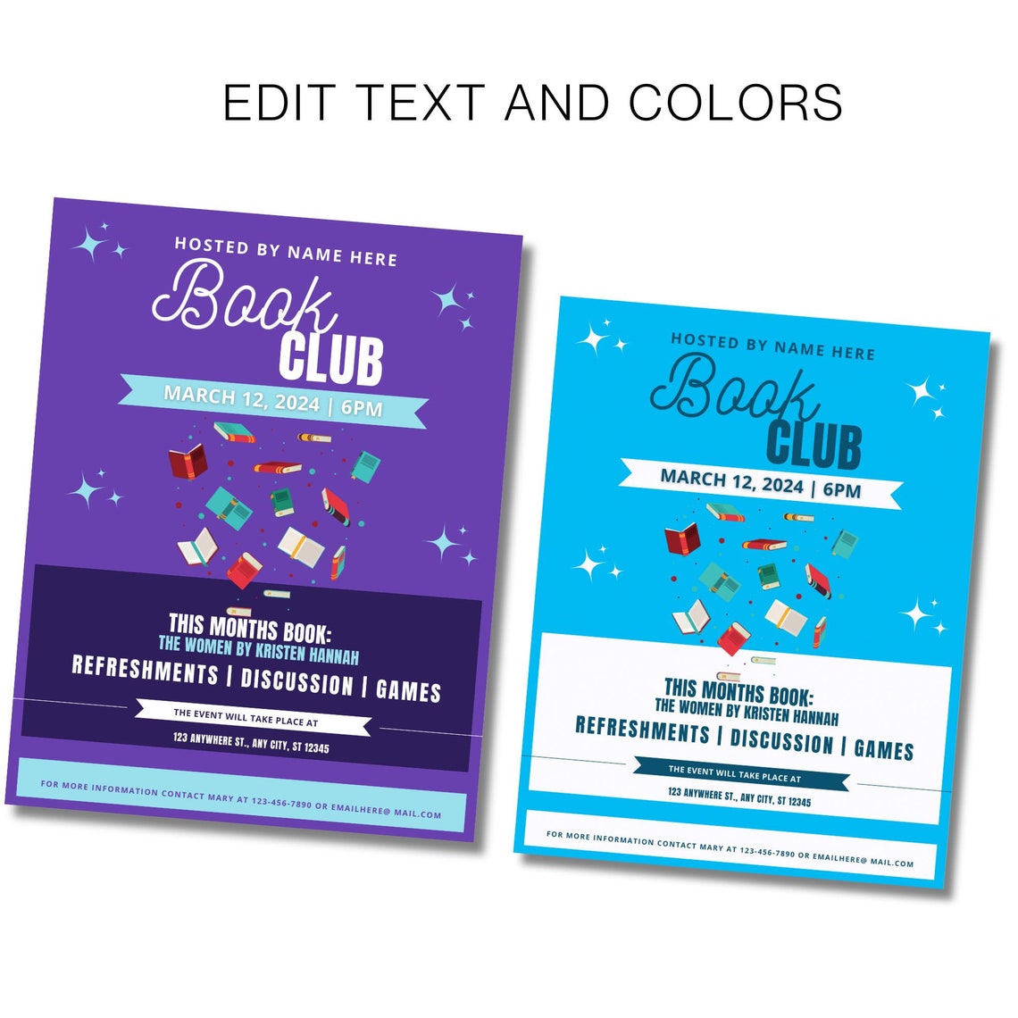 Book Club Flyer, Book Flyer, Book Group Flyer, Library Flyer, Book ...