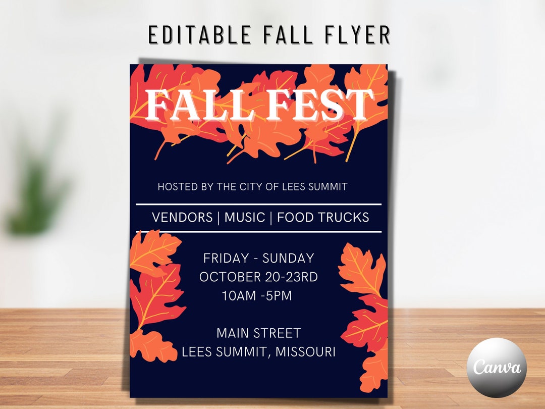 Editable Fall Festival Flyer, Fall Flyer, Flyer Template, Fall Theme ...
