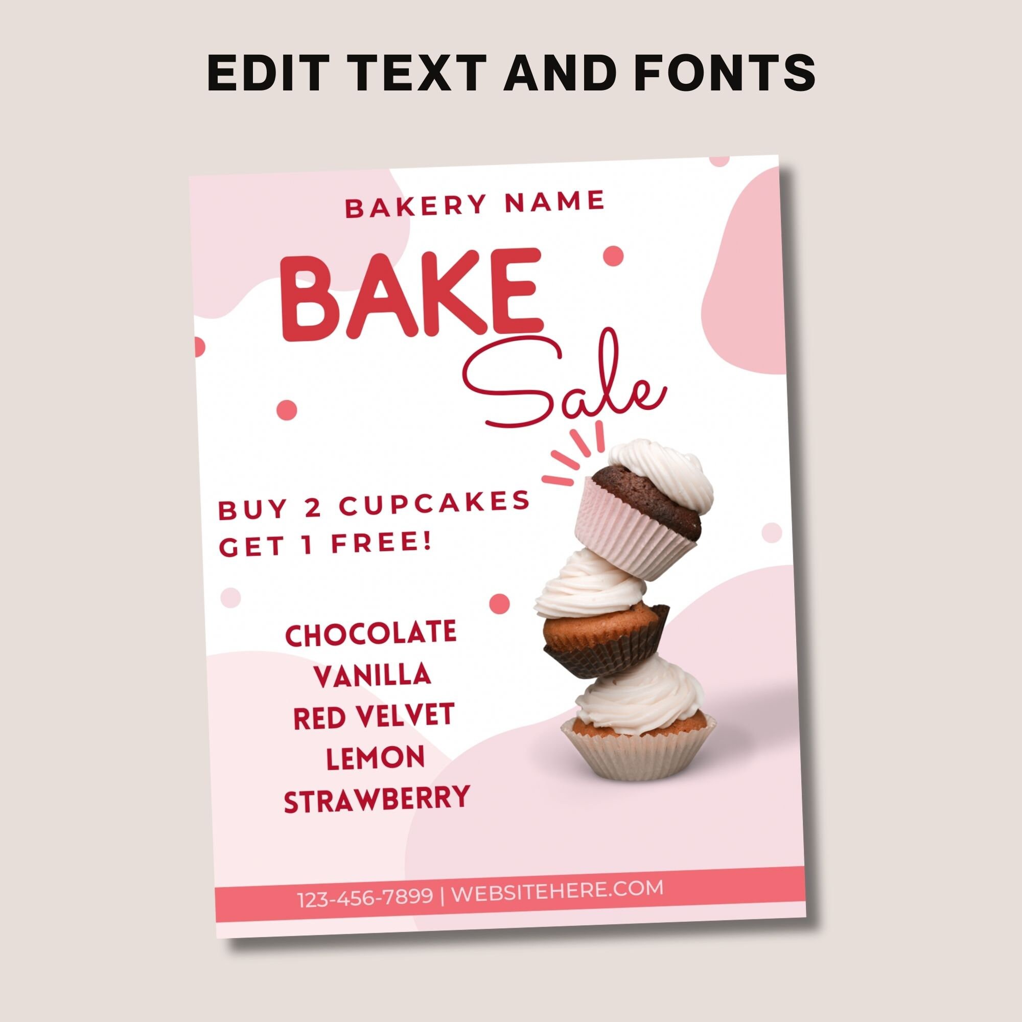 Editable Bakery Flyer, Bake Sale Flyer, Baking Sale, Restaurant Flyer ...