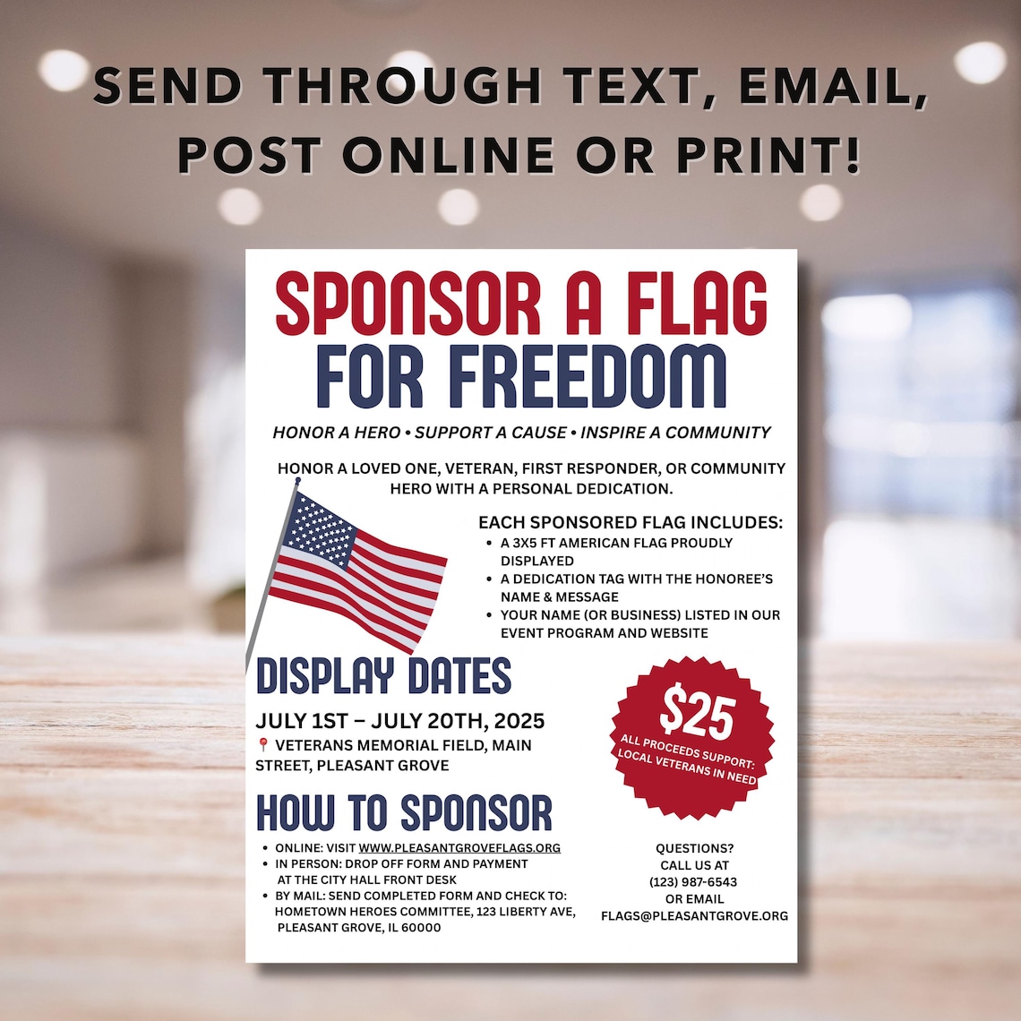 Sponsor a Flag Fundraiser, Fourth July Funsraiser Flyer , Flag Your ...