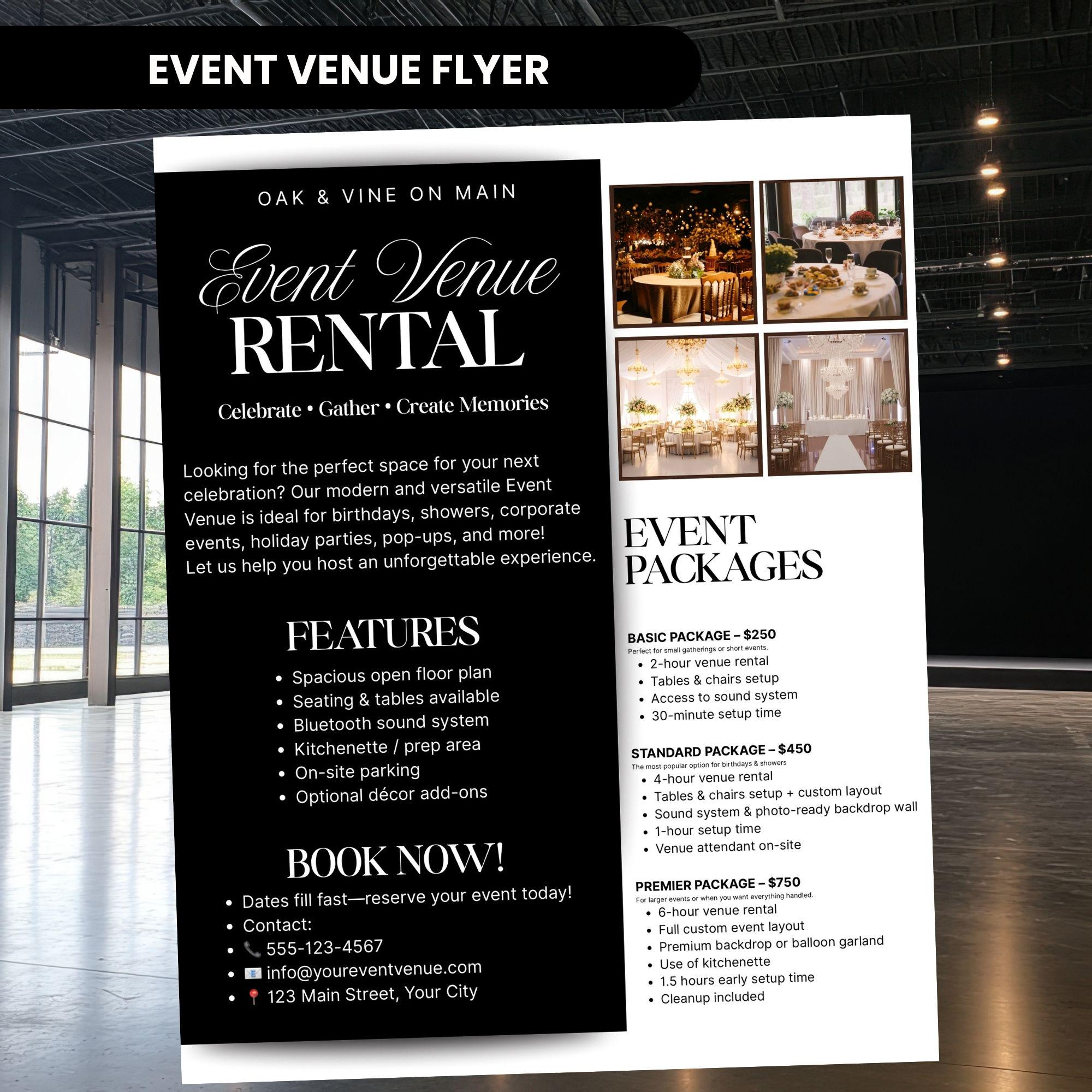 Venue for Rent Flyer, Venue Rental Flyer, Party Venue Advertisement ...