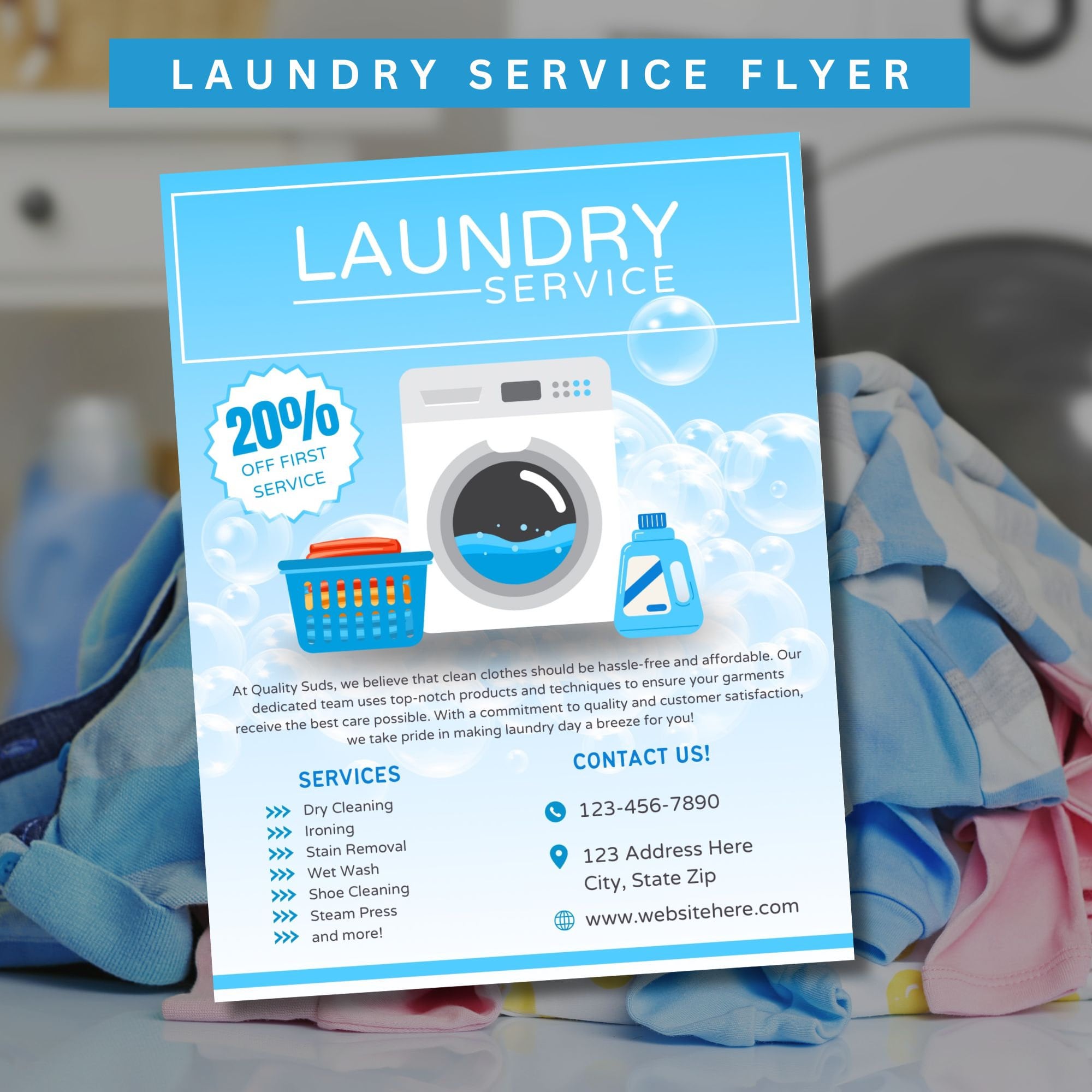 Laundry Service Flyer Template, Laundry Flyer, Laundry Company Flyer ...