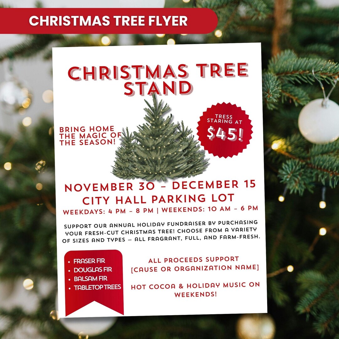 Editable Christmas Tree Stand Flyer, Christmas Tree Sale Fundraiser ...