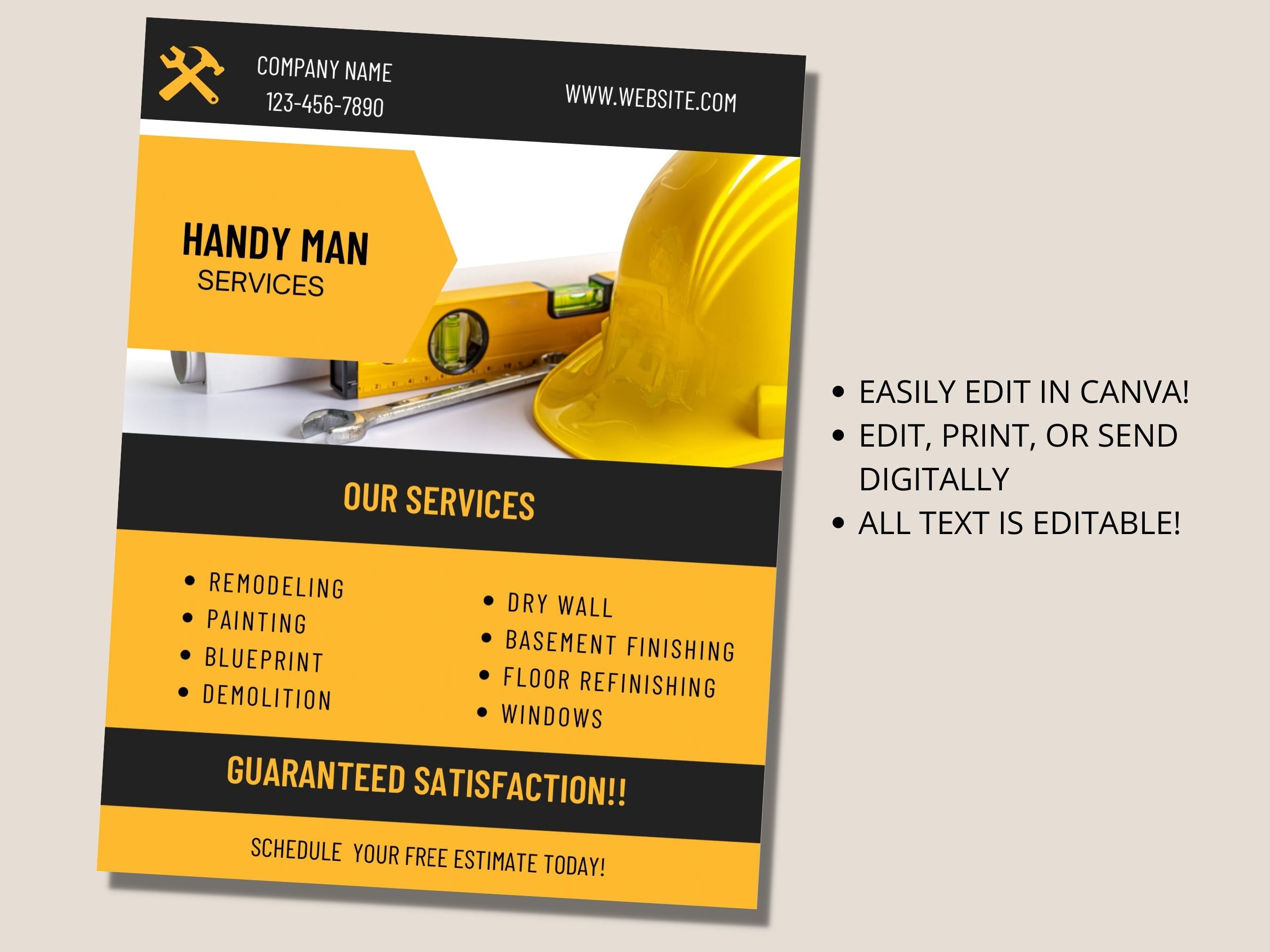 EDITABLE Handy Man Flyer, Flyer Template, Handy Man Services, Home ...