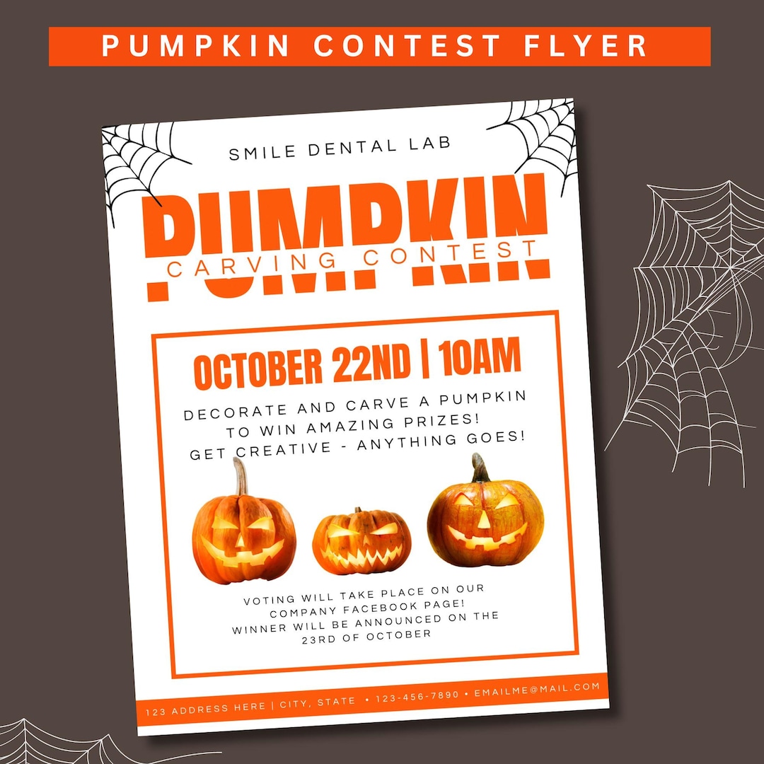 Pumpkin Carving Contest Flyer, Company Pumpkin Contest, Halloween Flyer ...