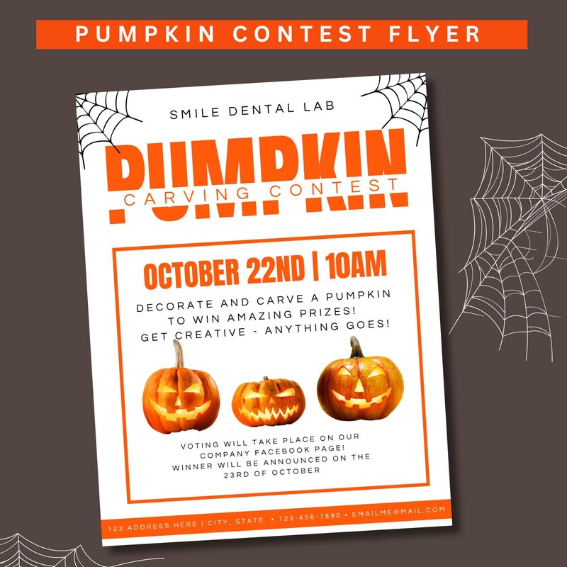 Editable Pumpkin Carving Contest Flyer - Etsy