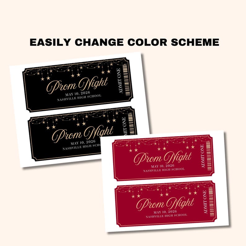 Prom Night Ticket, Prom Ticket, Printable Ticket, Ticket Template ...
