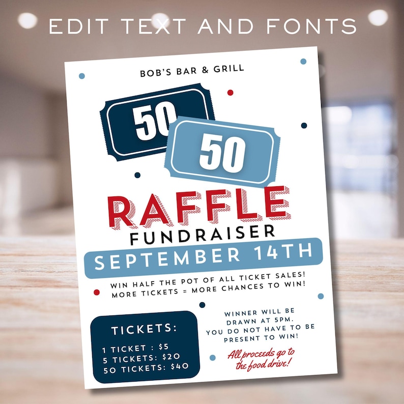 50 50 Raffle Fundraiser Flyer, Raffle Event, Raffle Flyer, Fundraiser ...