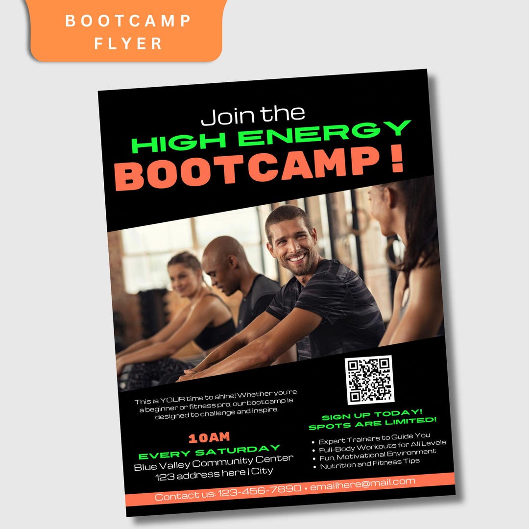 Exercise Bootcamp Flyer, Exercise Flyer, Workout Advertisement, Canva ...