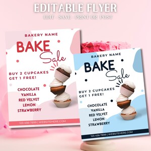 Editable Bakery Flyer, Bake Sale Flyer, Baking Sale, Restaurant Flyer ...