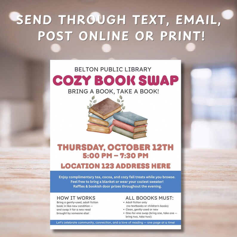 Book Swap Event Flyer, Book Flyer, Book Group Flyer, Library Flyer ...