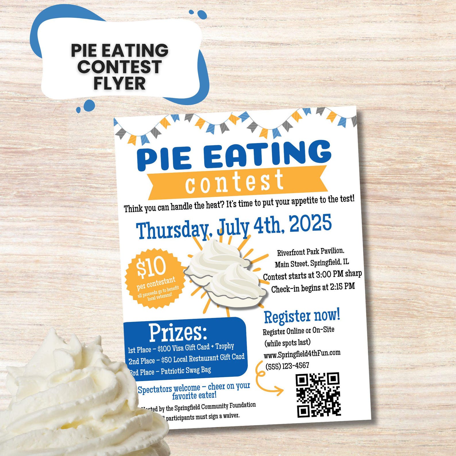Pie Eating Contest Flyer, Pie Contest , Pie Flyer, Fundraiser Flyer ...